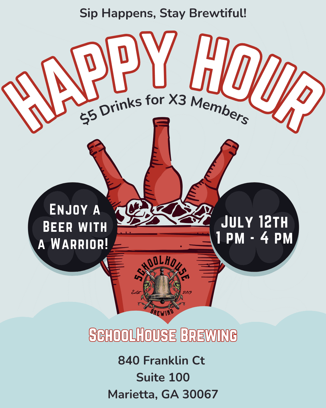 SchoolHouse Brewing Happy Hour – X3 Sports